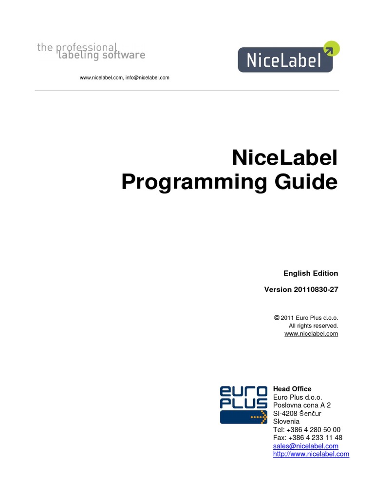 Pg Nicelabel Programming Guide Eng Pdf Component Object Model Library Computing