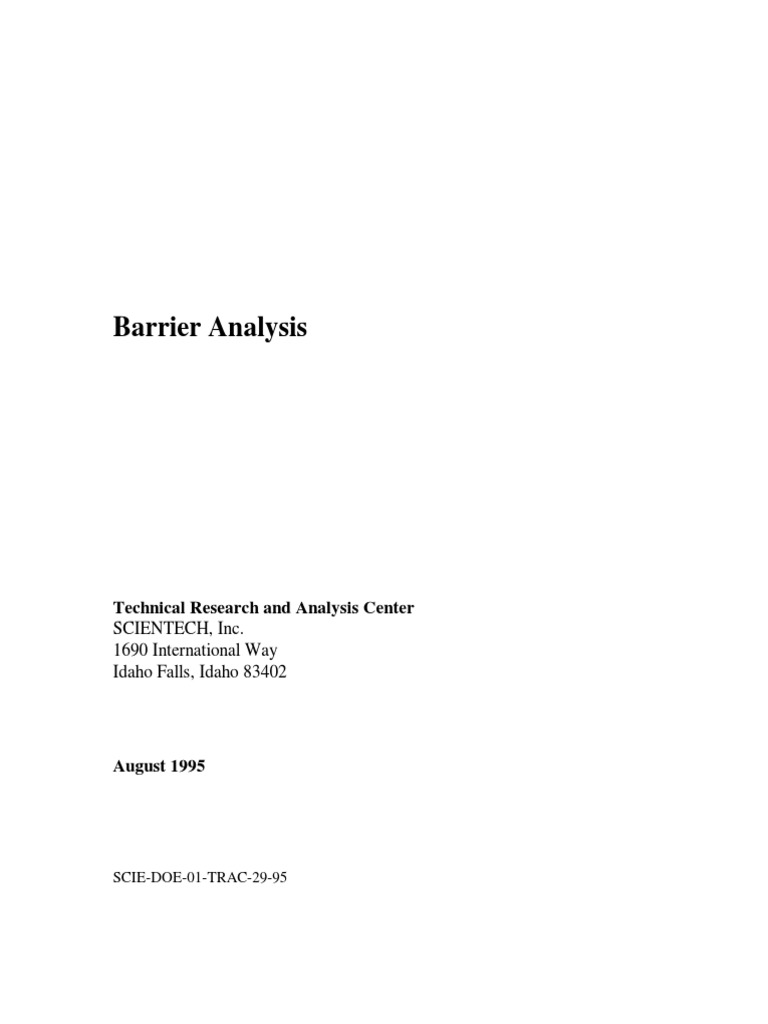 Barrier Analysis: Technical Research and Analysis Center | PDF | Nature