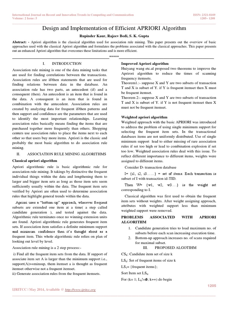 Design And Implementation Of Efficient Apriori Algorithm Pdf Algorithms Algorithms And 9027