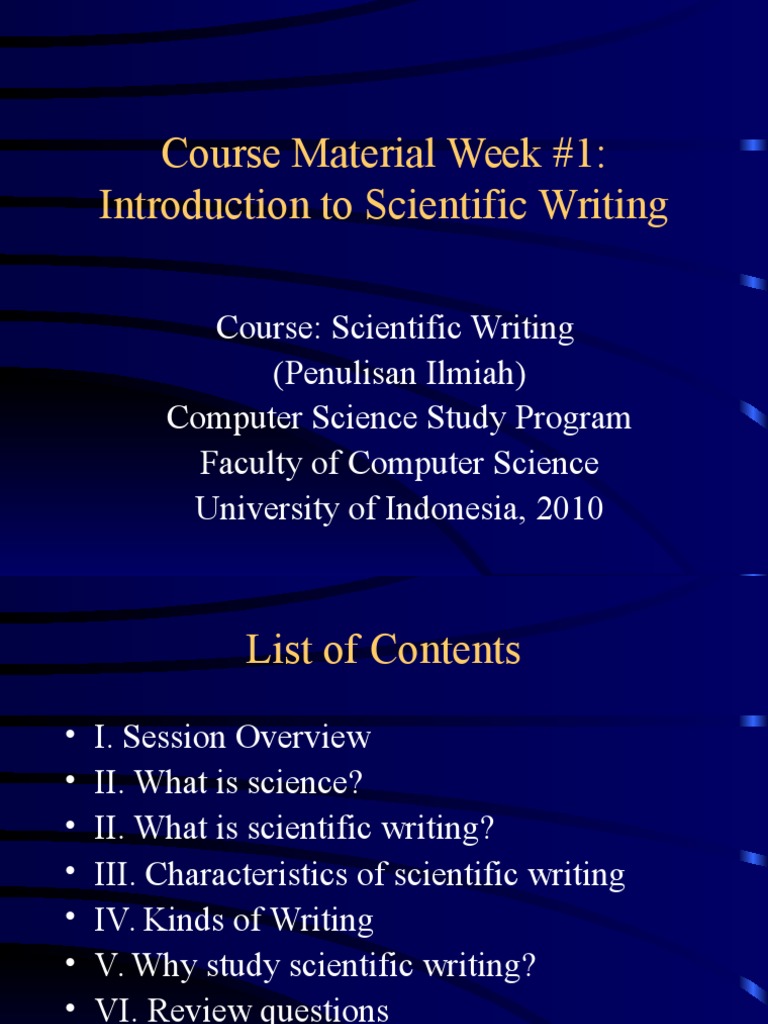 W 1 What Is Scientific Writing | PDF | Scientific Method | Science
