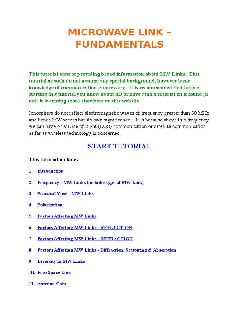 Microwave Link Fundamentals | PDF | Polarization (Waves) | Microwave