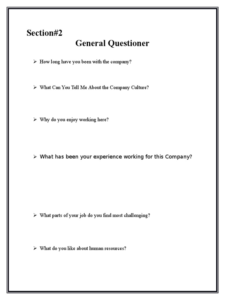 Section#2 General Questioner | PDF | Career & Growth