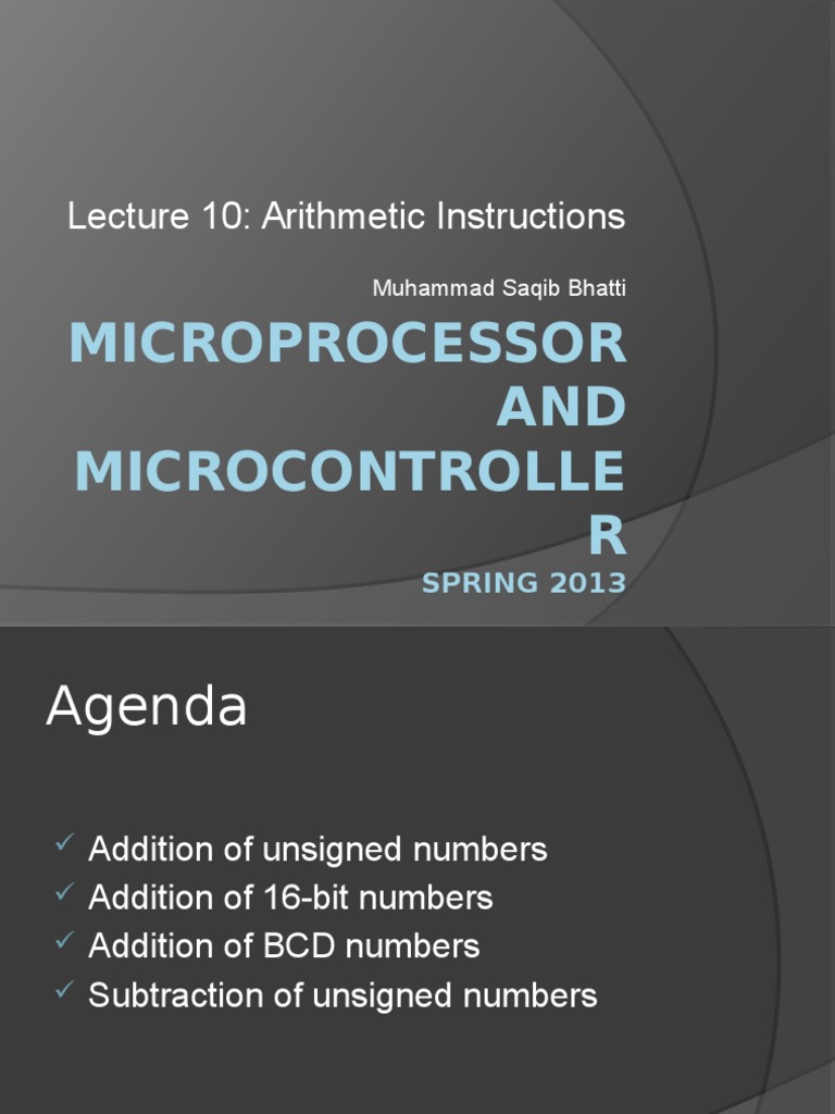 Arithmetic Instructions in Microprocessors | PDF