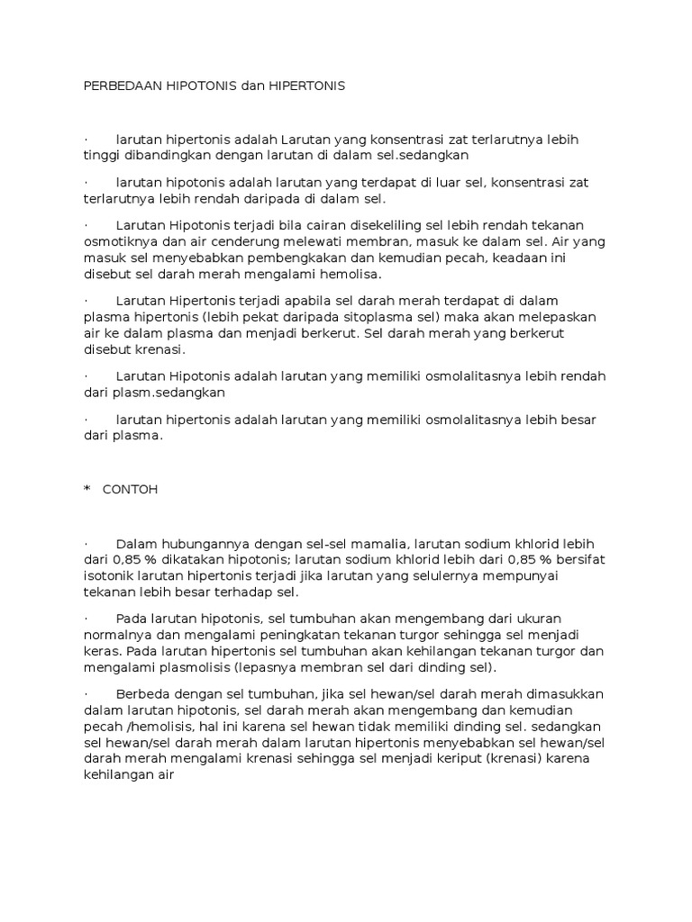 PERBEDAAN HIPOTONIS Dan HIPERTONIS | PDF