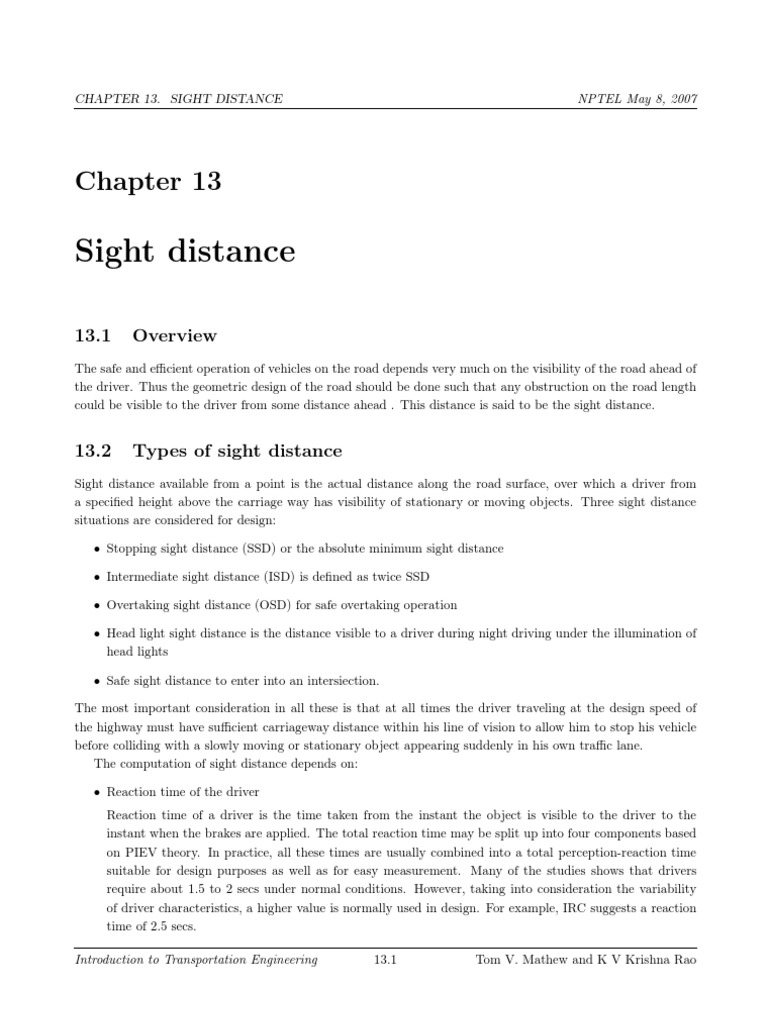 Sight Distance (Highway Engineering) | PDF | Brake | Traffic