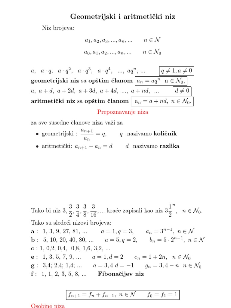 Aritmeticki I Geometrijski Niz | PDF