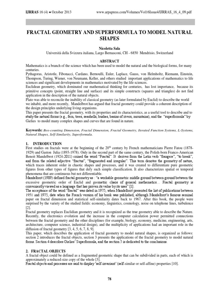 Fractal Geometry and Superformula To Model Natural Shapes Over The ...