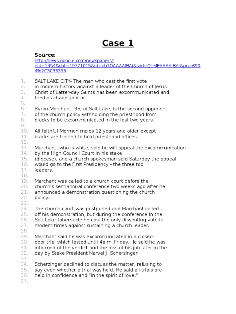 Excommunicated For Disagreement | PDF | The Church Of Jesus Christ Of ...