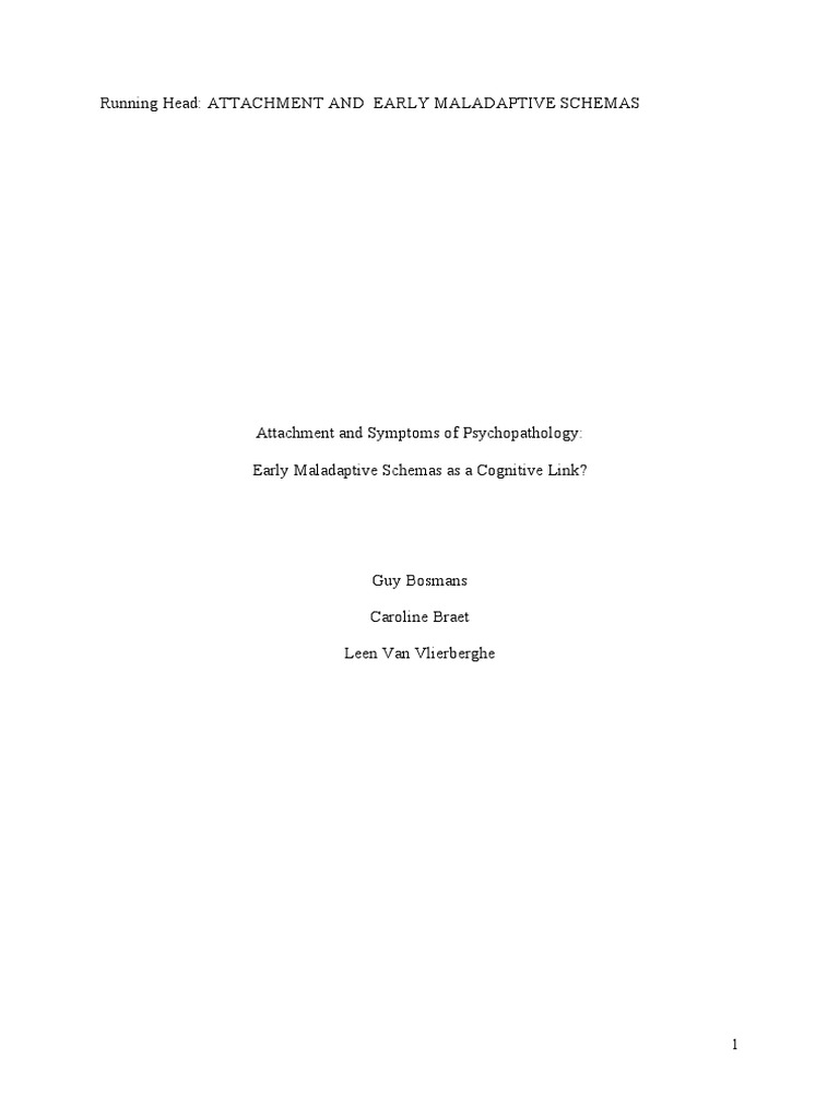 Attachment, Maladaptive Schemas, Psychopathology | PDF | Attachment ...