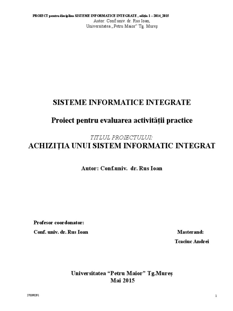 Proiect Sisteme Informatice Integrate