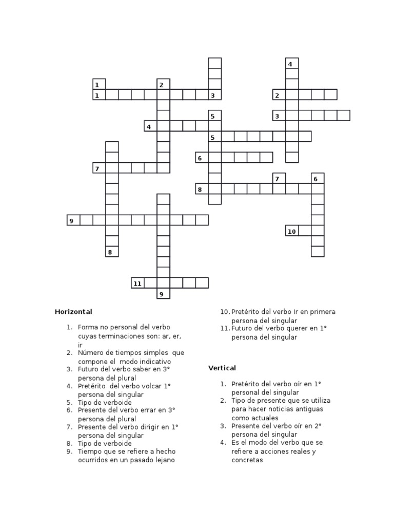 Crucigrama de Gramática | PDF