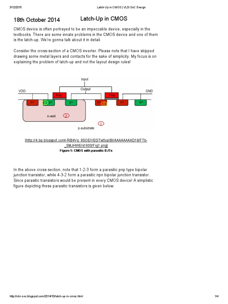 Latch-Up in CMOS | Bipolar Junction Transistor | Cmos