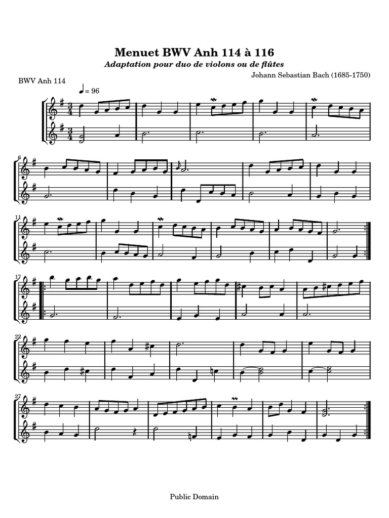 Anna Magdalena 114 115 116 Treble A4 | PDF