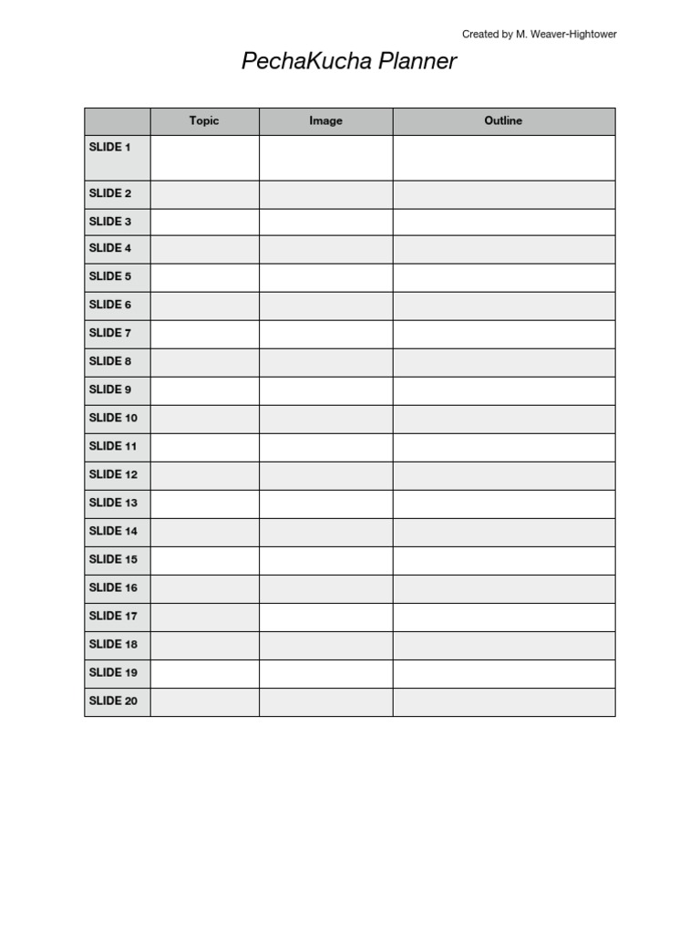 Pecha Kucha Planner | PDF