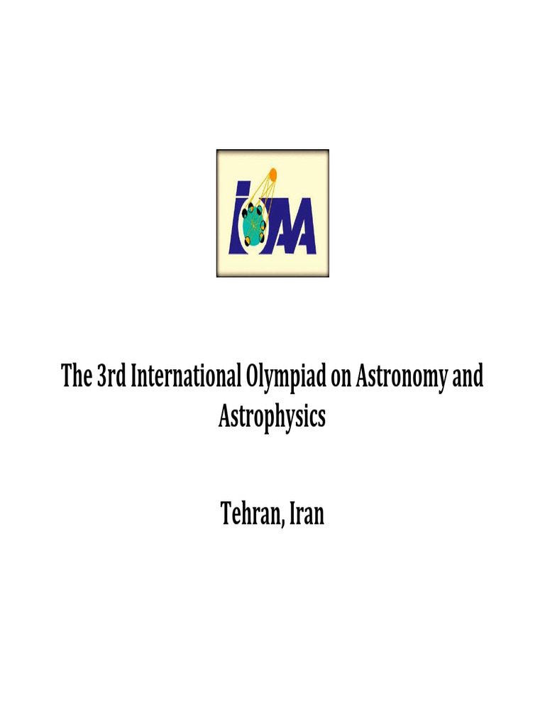 IOAA 2009, Iran (Problems & Solutions) | PDF | Sun | Gravity
