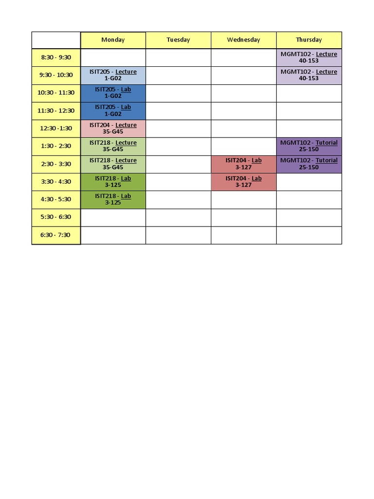 Draft Uni Timetable | PDF