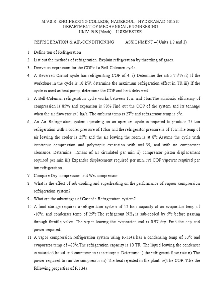 RAC Assignment | Download Free PDF | Gas Compressor | Refrigeration