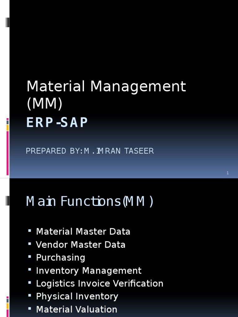 Material Management ERP-SAP | PDF | Receipt | Inventory