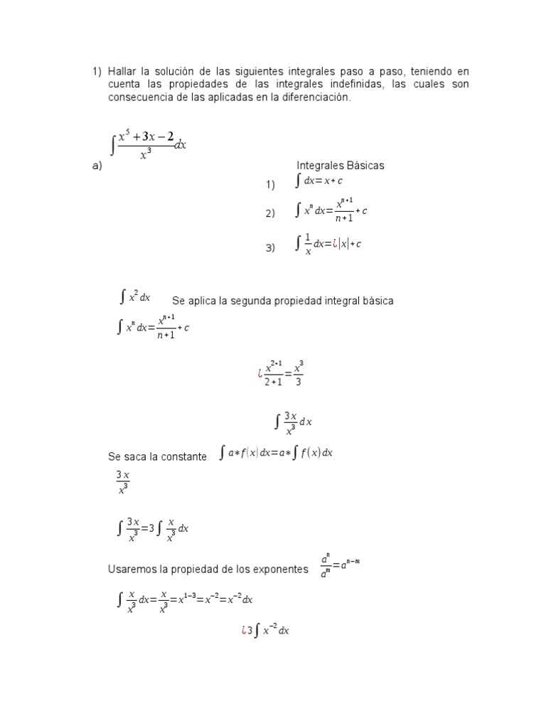 Hallar La Solución de Las Siguientes Integrales Paso A Paso | PDF ...