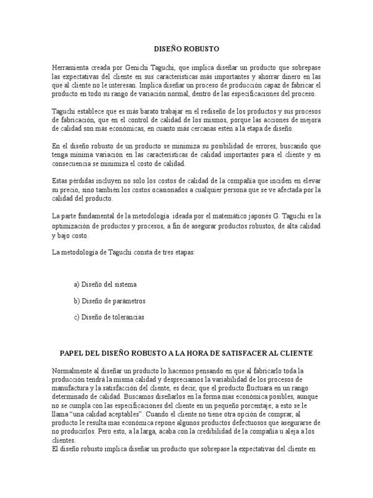 Diseño Robusto | PDF | Calidad (comercial) | Producto (Negocio)