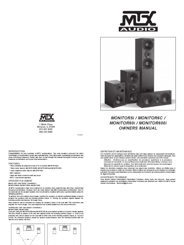 MTX Audio MTX Monitor Series Monitor60i Monitor6c Monitor5i Monitor600i ...