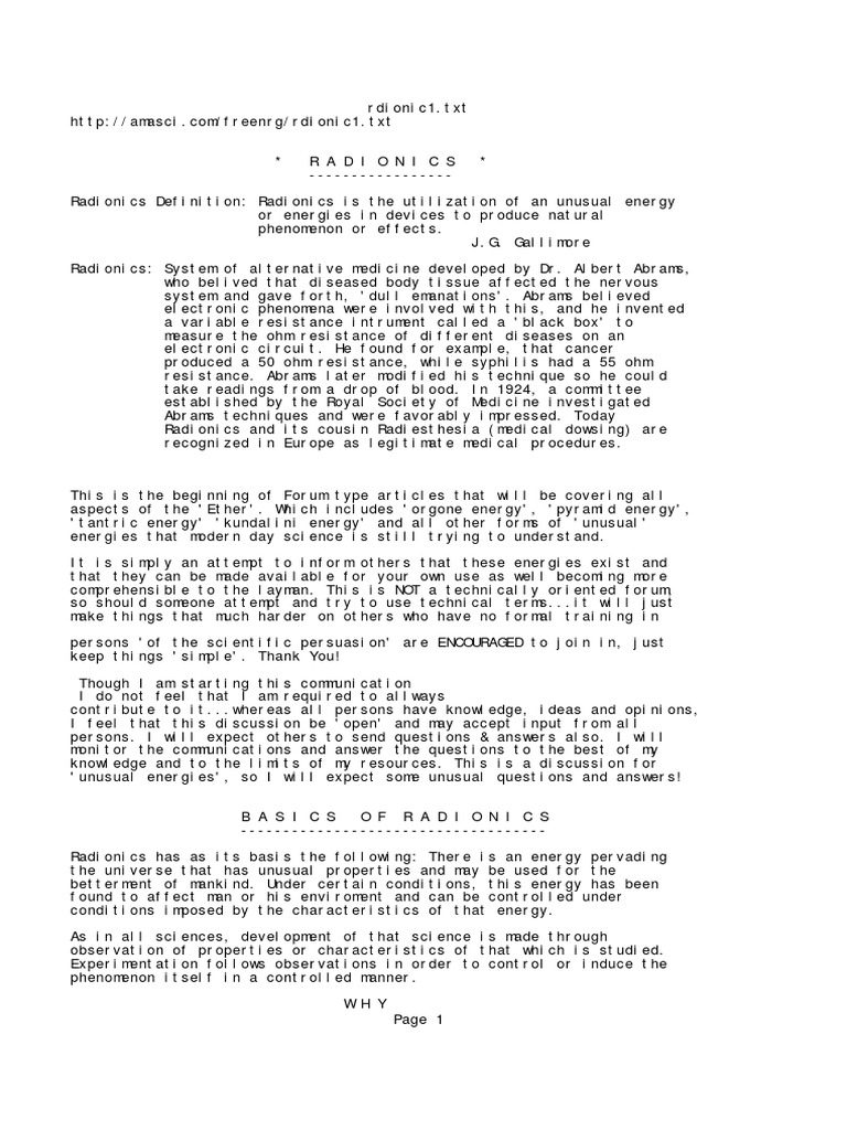Radionics 1 | PDF | Resonance | Atoms