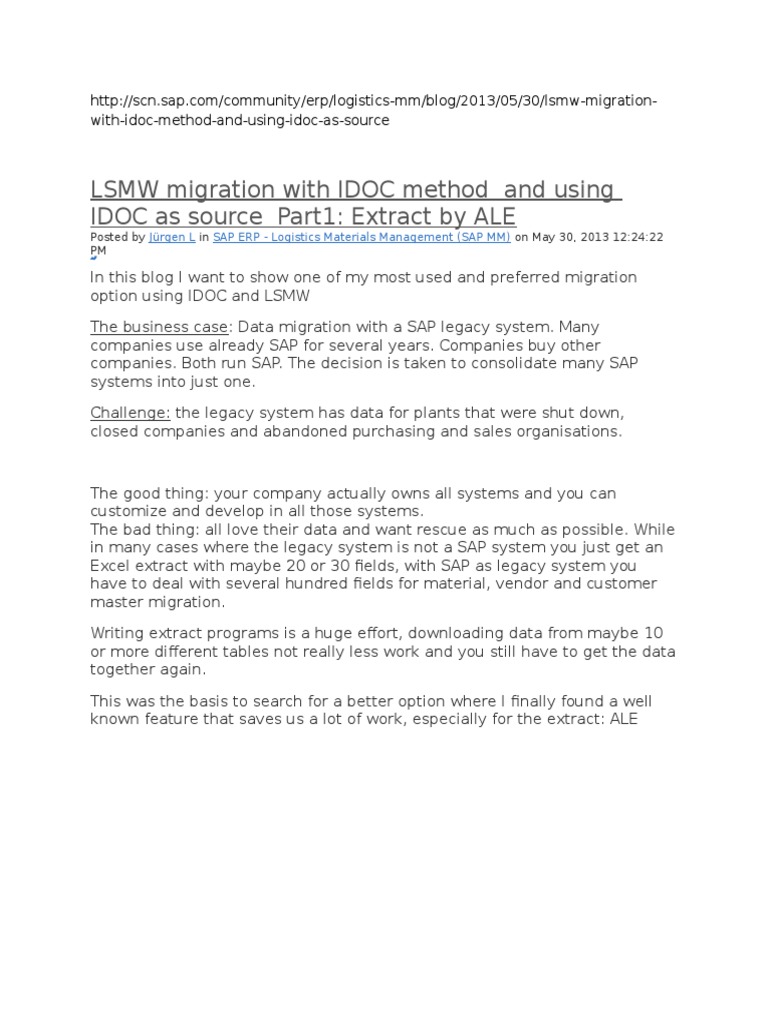 LSMW Migration With IDOC | PDF | Business Process | Interface (Computing)