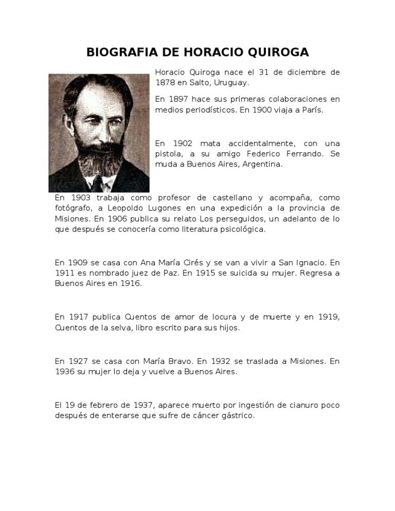 Biografia de Horacio Quiroga | PDF