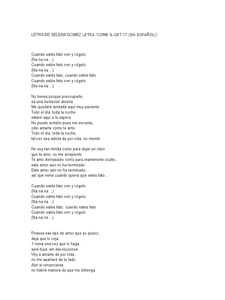 Letra de Selena Gomez Letra | PDF