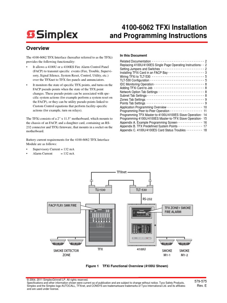 Simplex Installation Instructions 4100 6062 TFX Interface Module | PDF ...