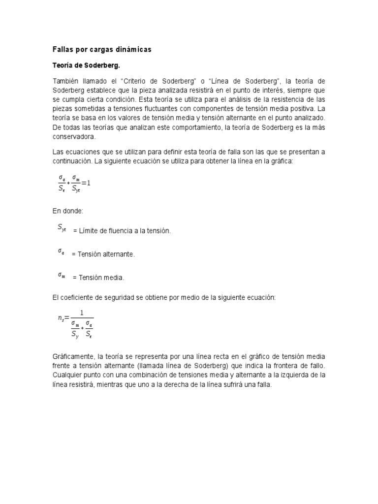 Teoría de Soderberg y Goodman | PDF | Estrés (Mecánica) | Fatiga (material)