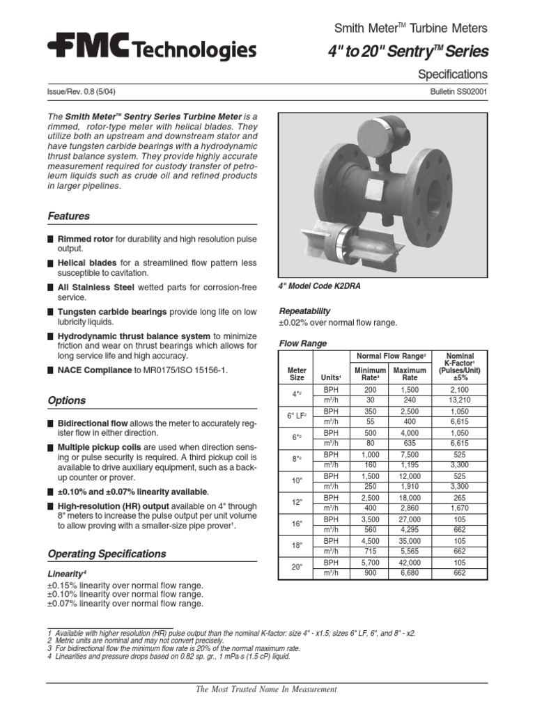 Medidor de Gas - Smith MeterTM Turbine Meters FMC | PDF | Viscosity | Gases
