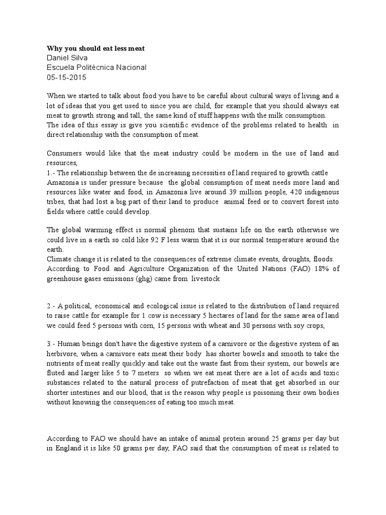 Essay Why You Should Eat Less Meat | Meat | Cattle