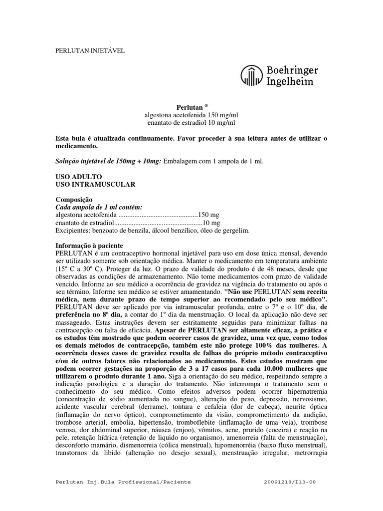 Bula Perlutan | PDF | Anticoncepcionais | Gravidez