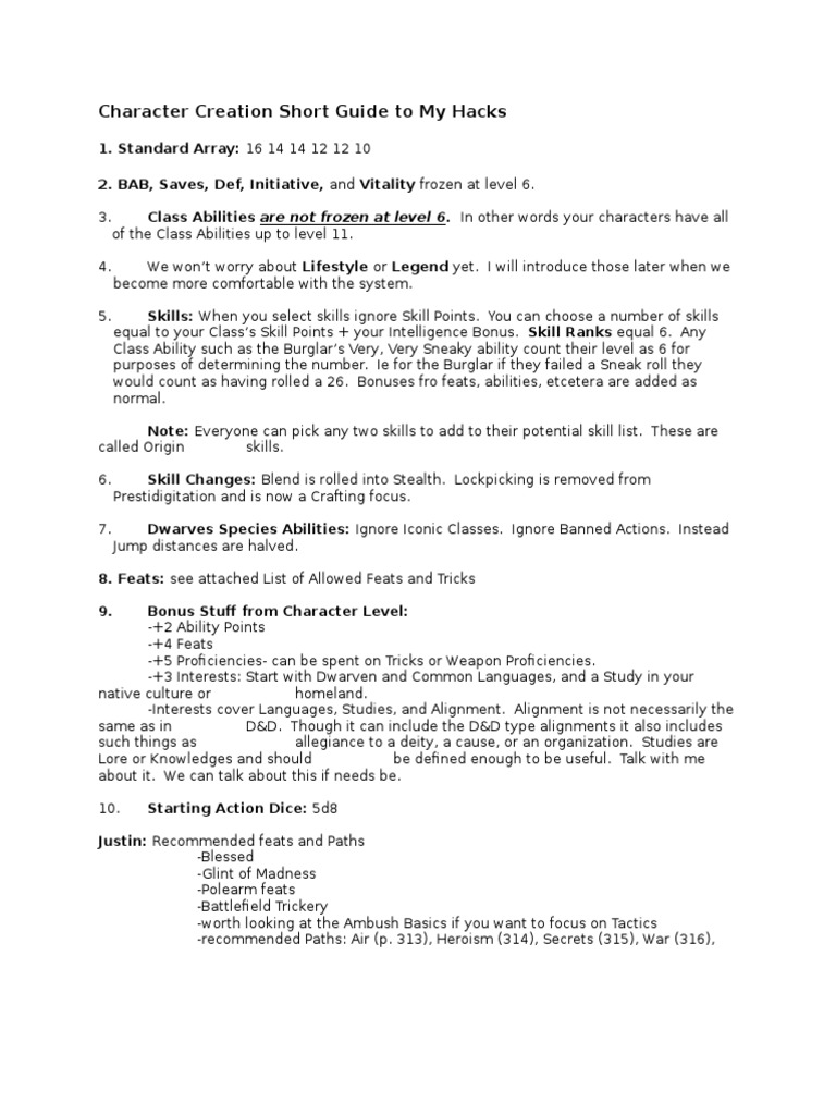 Character Creation Guide for My Hacks | PDF | Career & Growth | Computers