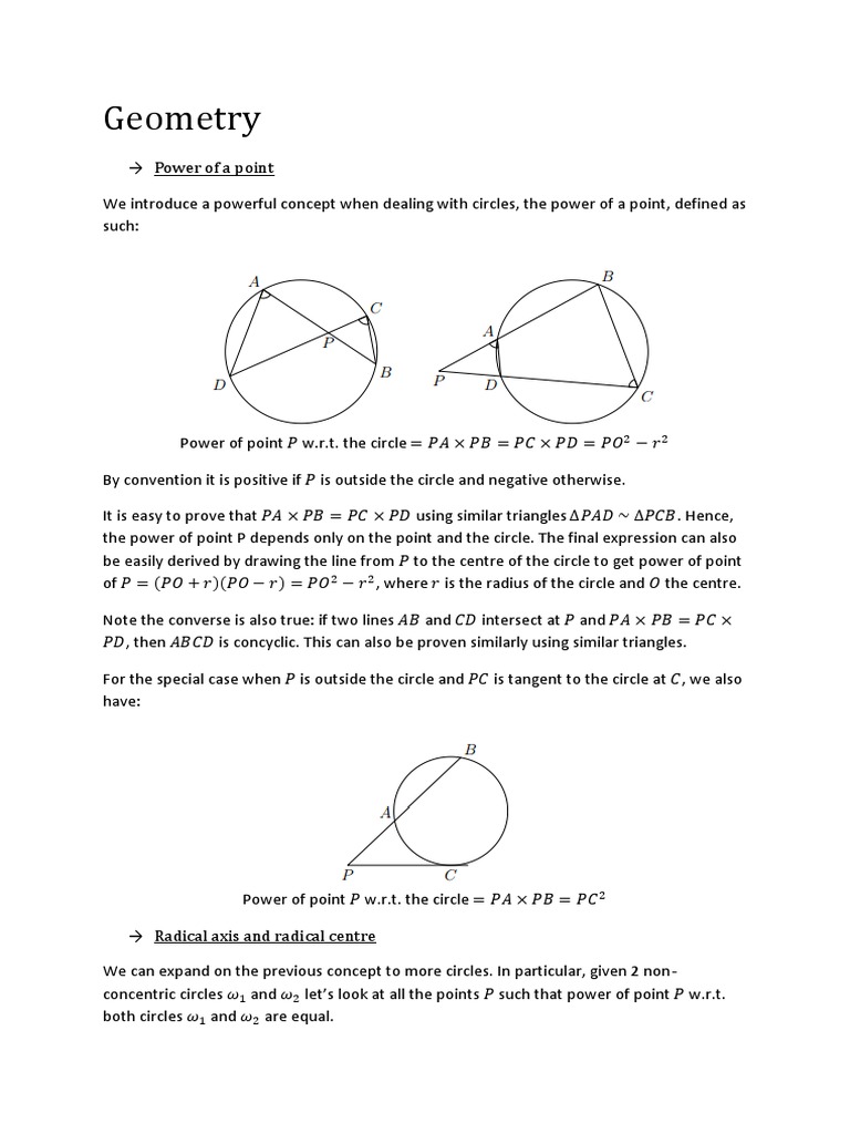 Power of A Point | PDF | Circle | Triangle