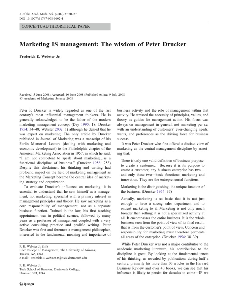 Drucker On Marketing | PDF | Strategic Management | Marketing