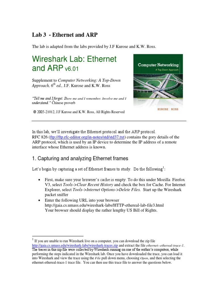 Lab3 Wireshark Ethernet Arp V6 01 Pdf Network Packet Internet Protocols