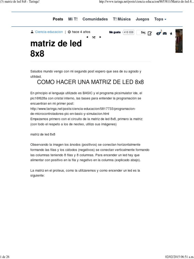 Cómo construir una matriz LED 8x8 | PDF | Microcontrolador | Diodo ...
