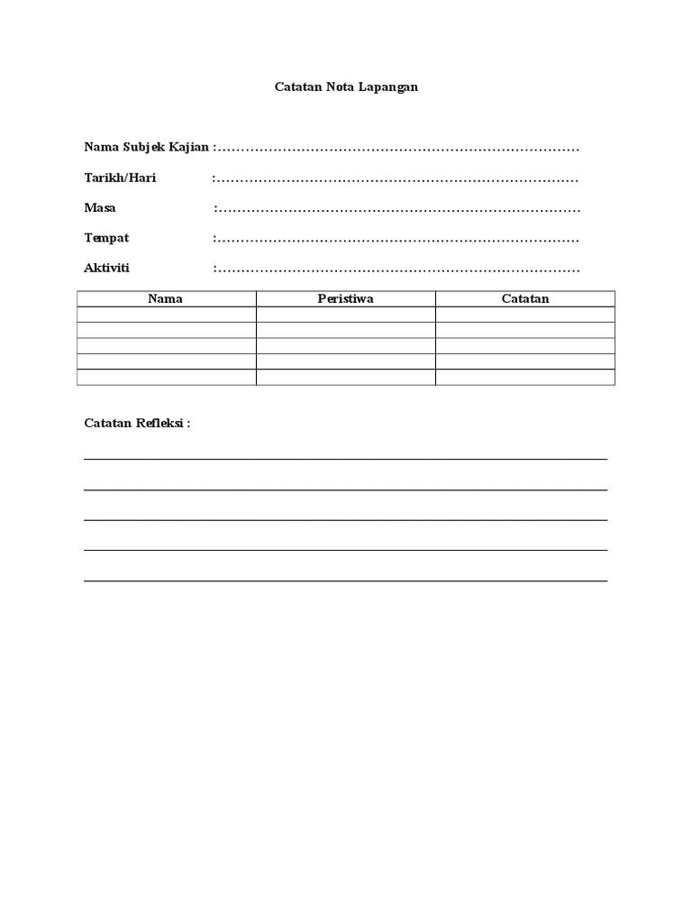 Catatan Nota Lapangan | PDF | Karier & Perkembangan