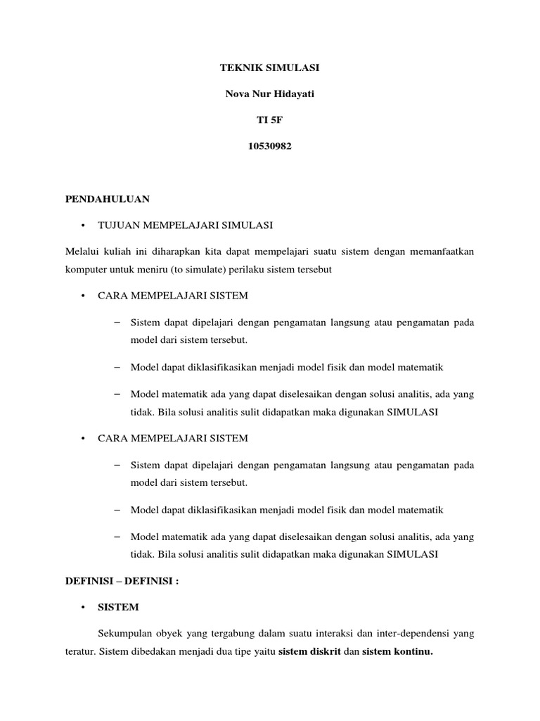 Teknik Simulasi Sistem Komputer | PDF