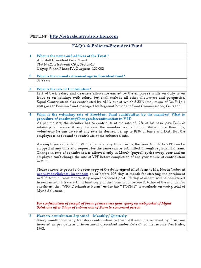 Pf Policy Alu | Pension | Employee Benefits