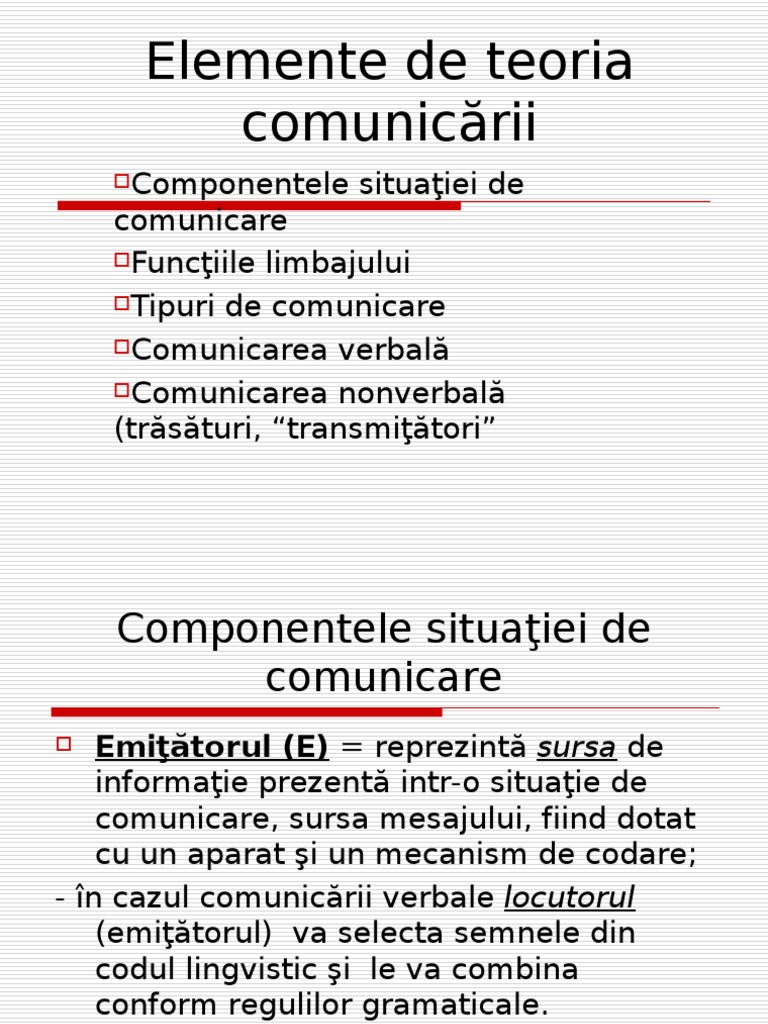 Elemente de Teoria Comunicarii | PDF