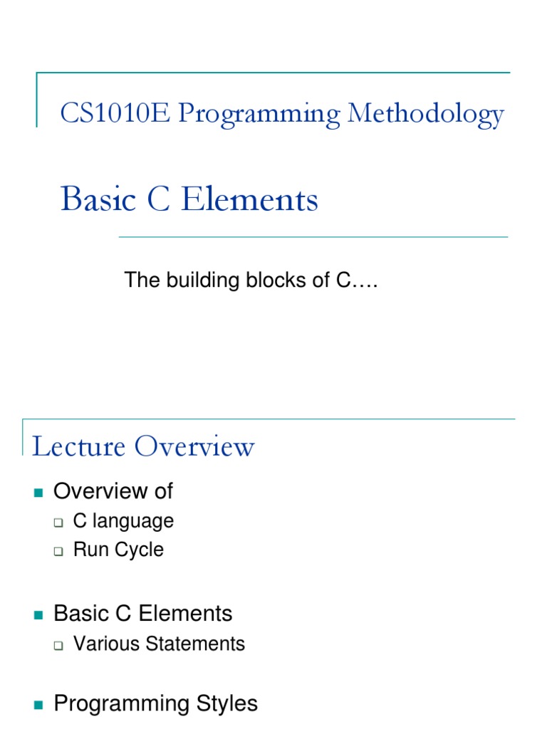 L2 - Basic C Elements | PDF | C (Programming Language) | Variable (Computer Science)