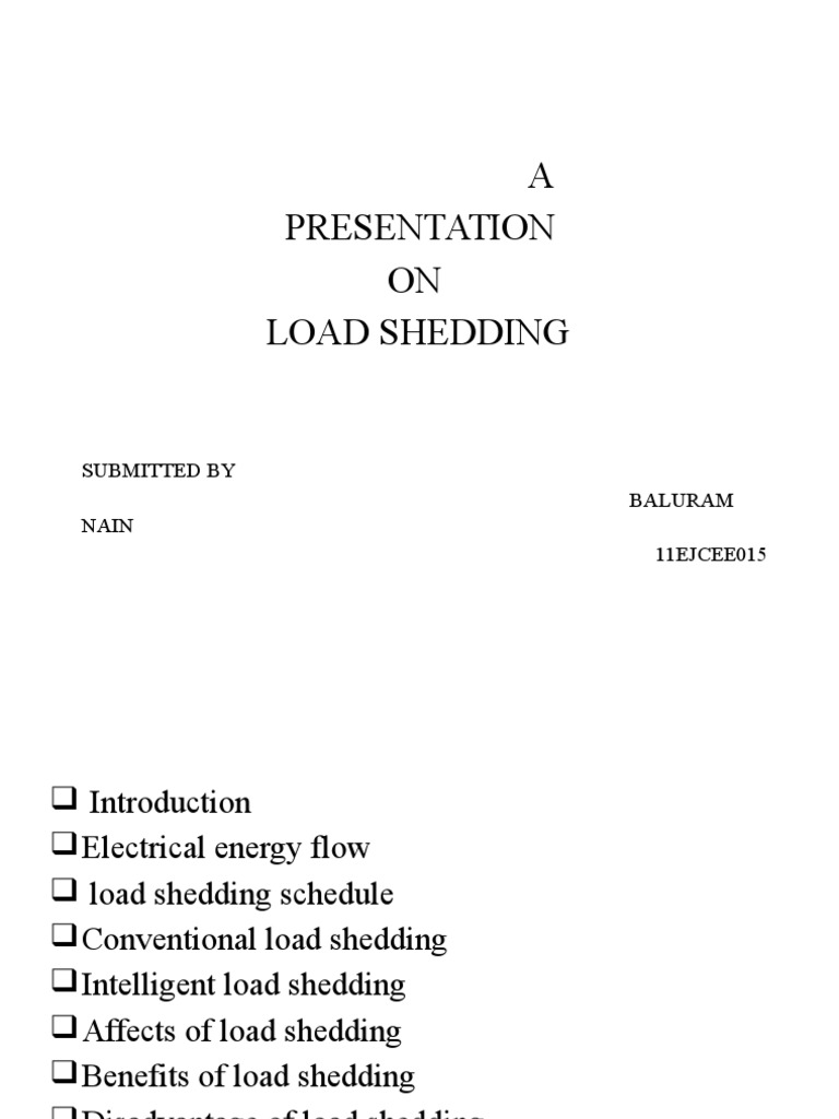 Presentation On Load Shedding | PDF | Electric Power System | Physical ...