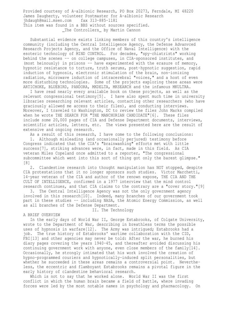 Mind-Control by CIA | PDF | Hypnosis | Mind Control