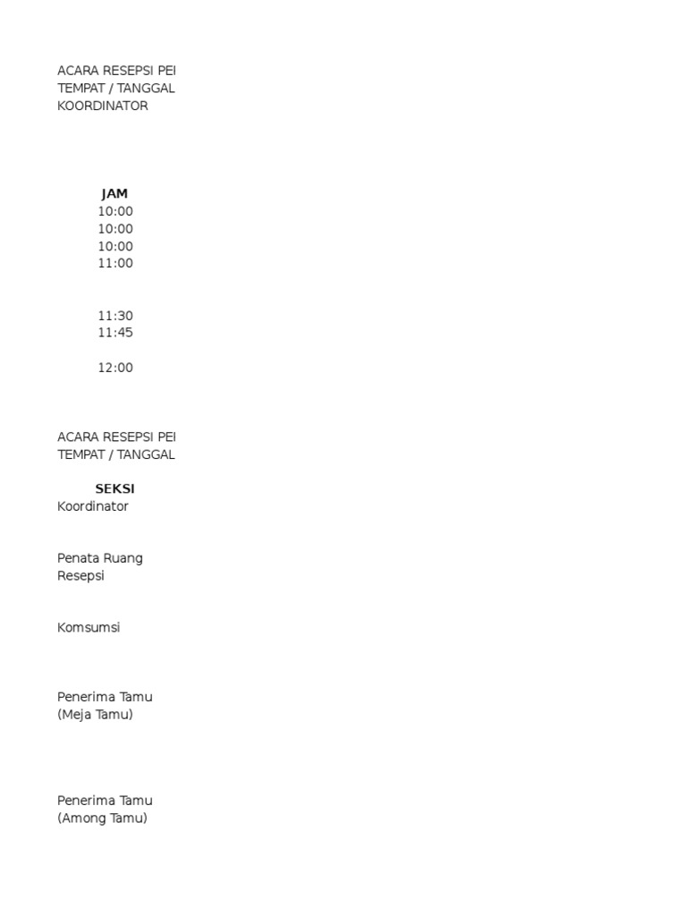 Susunan Acara Resepsi | PDF