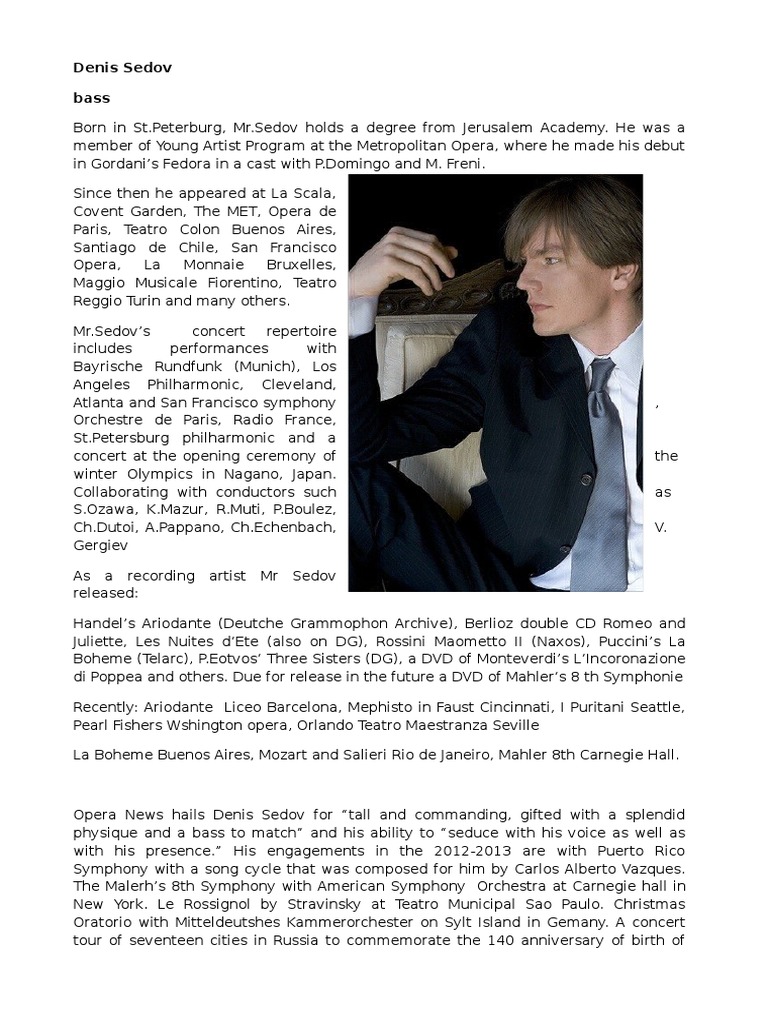 Denis Sedov | PDF | Opera | Orchestras