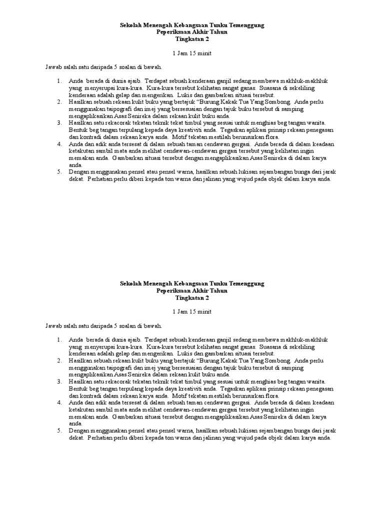 soalan pendidikan seni visual tingkatan 2 - Molly Rampling