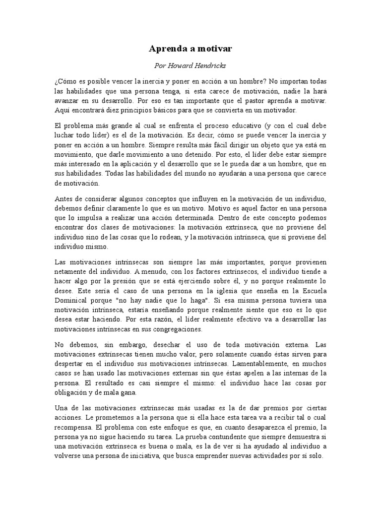 Howard Hendricks - Aprenda A Motivar | PDF | Motivación | Motivacional